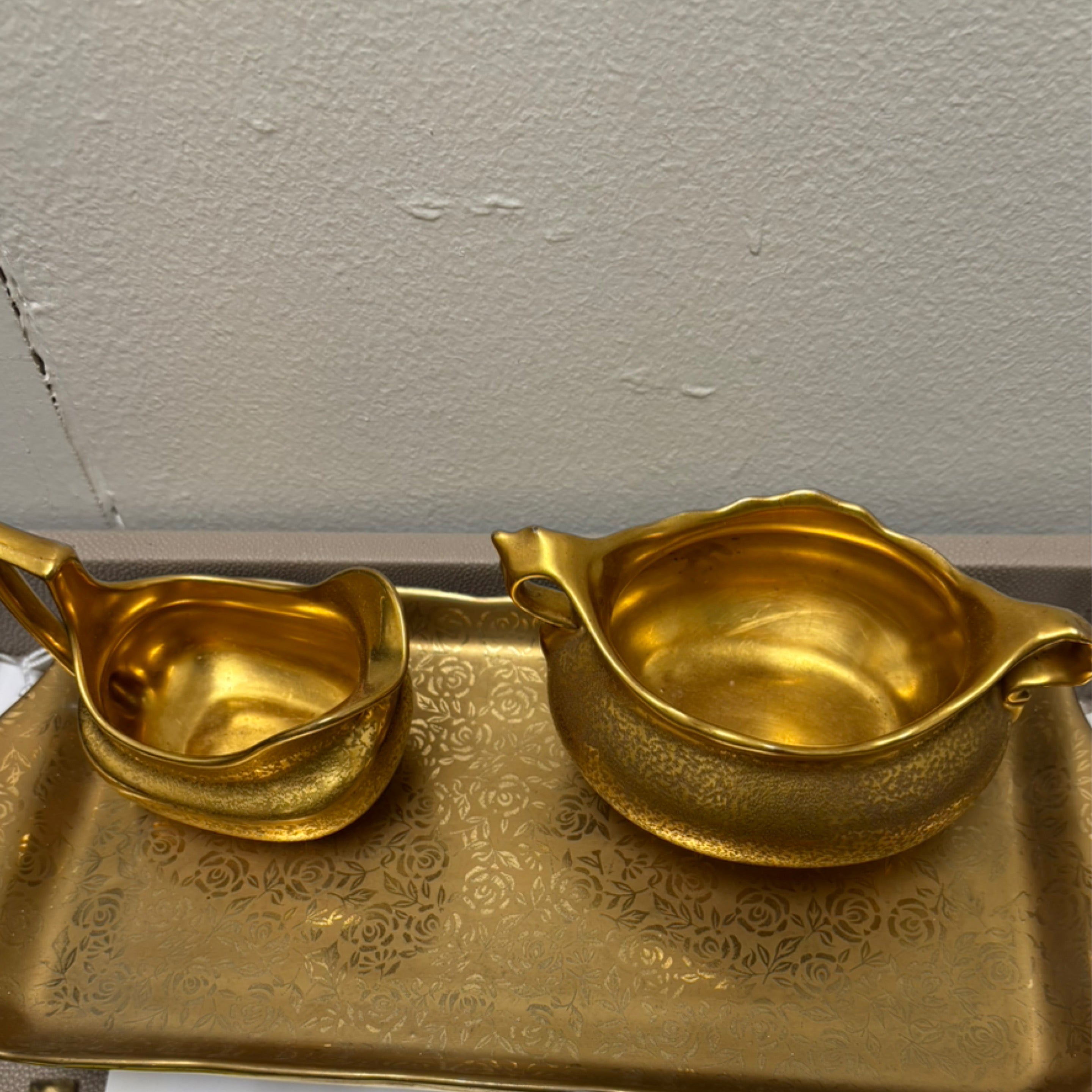 Vintage Gold Sugar and Creamer on Tray – Grayson Carter Design